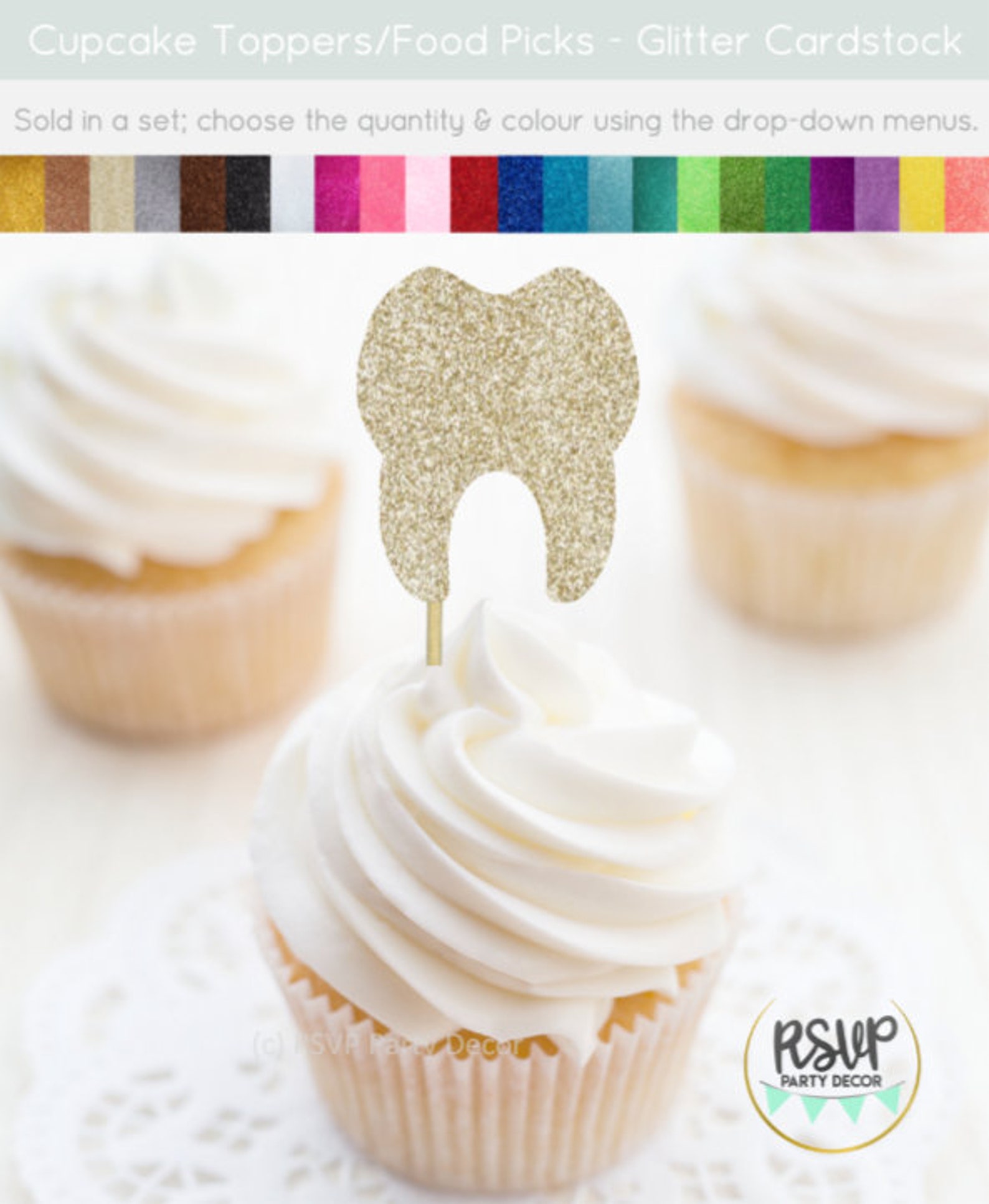 Tooth Cupcake Toppers Dentist Cupcake Toppers Dental - Etsy Canada