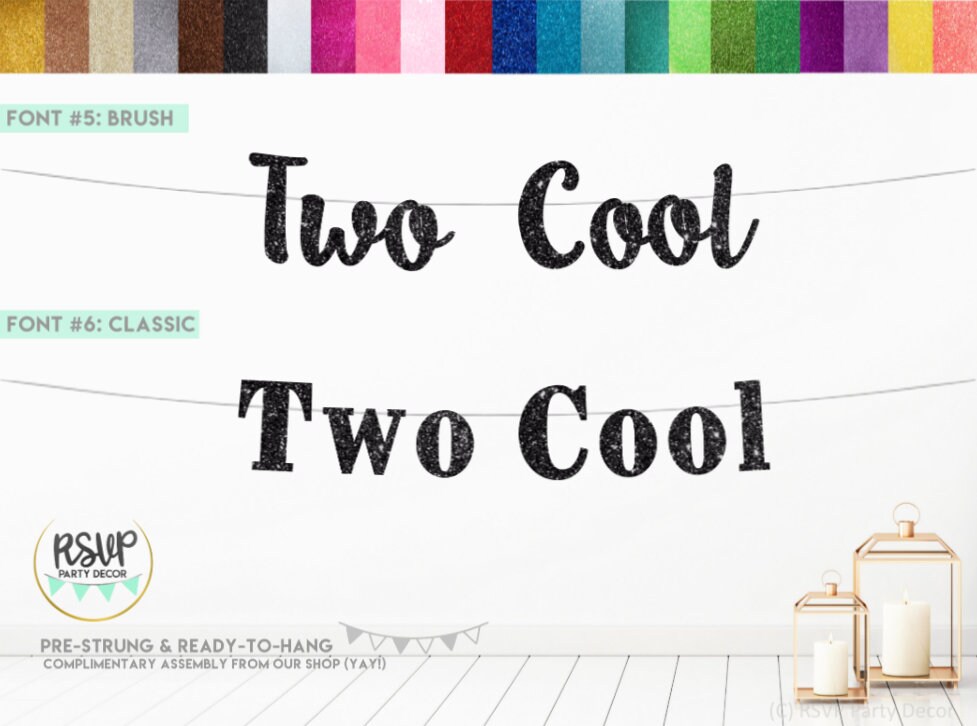 Two Cool Banner, Glitter Two Cool Sign, Second Birthday Banner, 2nd ...