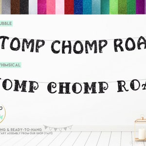 Stomp Chomp Roar Banner, Dinosaur Birthday Banner, Dinosaur Party ...