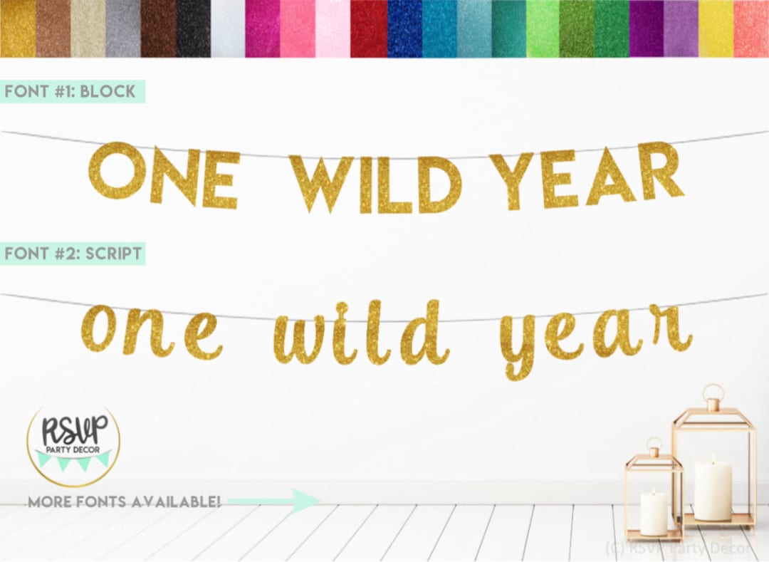 One Wild Year Banner, Wild One Sign, Wild One Party Decor, Jungle ...