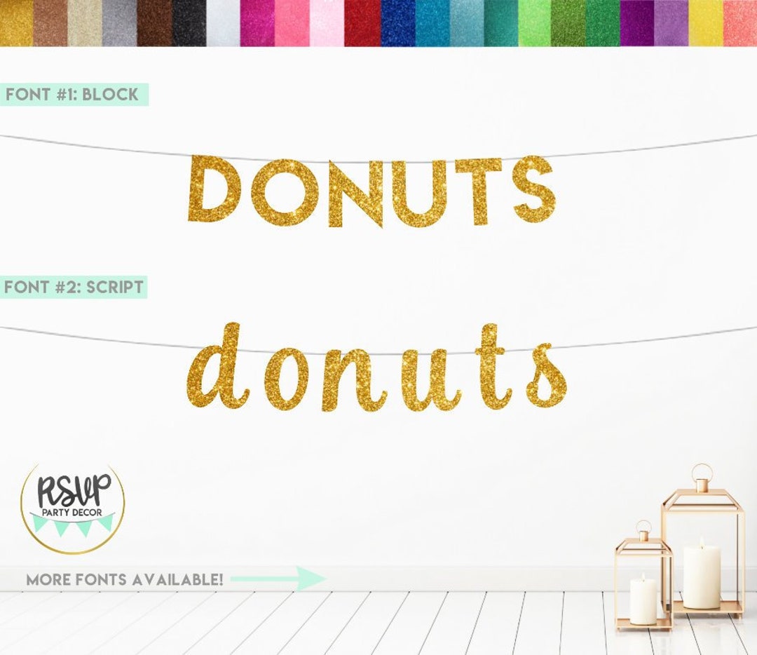 Donuts Banner, Glitter Donuts Sign, Donut Bar Banner, Donut Station ...