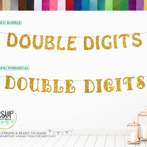 Double Digits Banner, Glitter Double Digits Sign, 10th Birthday Banner ...