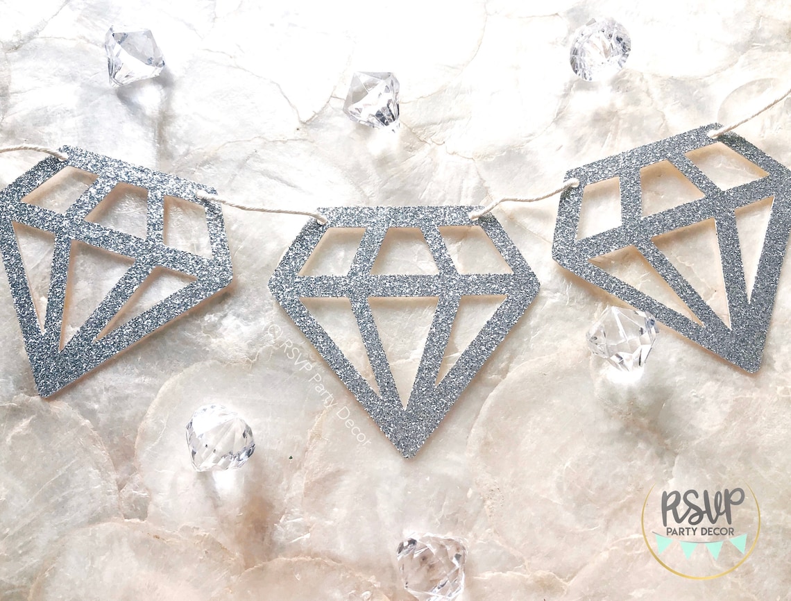 Diamond Garland, Glitter Diamond Banner, Bachelorette Party Decor ...