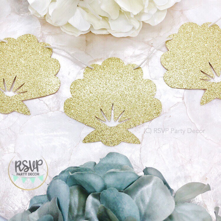 Shell Garland Glitter Shell Banner Mermaid Themed Party - Etsy