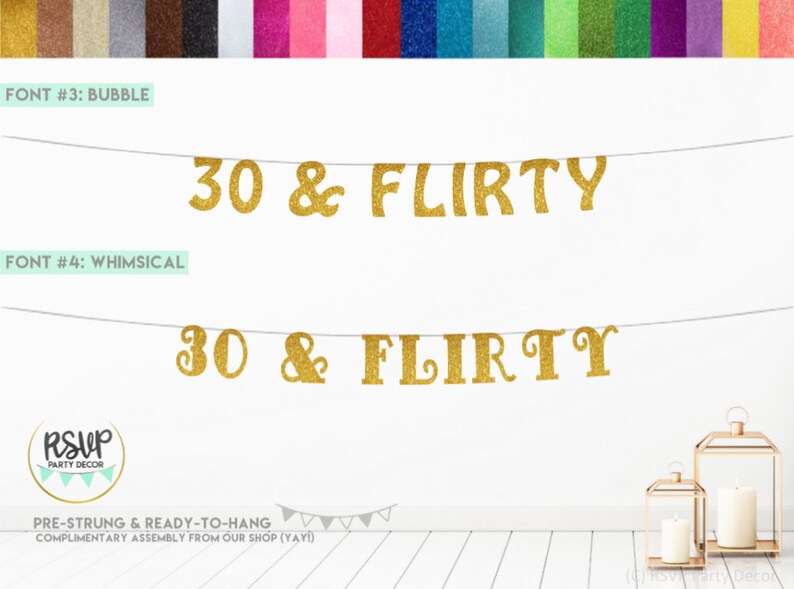 30 & Flirty Banner, 30 and Flirty Sign, Dirty Thirty Banner, Dirty 30 ...