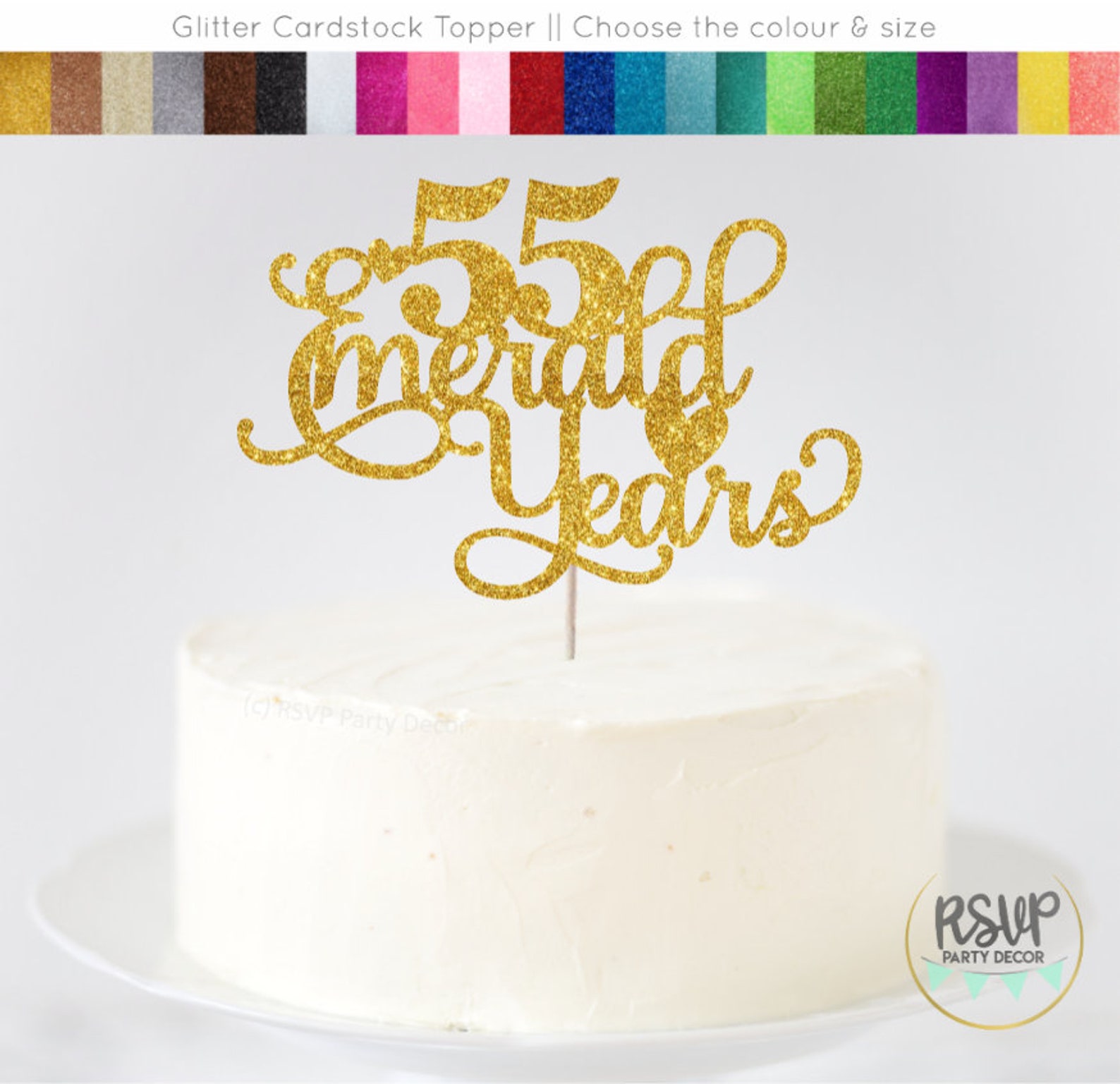 55 Emerald Years Cake Topper Emerald Anniversary Cake Topper | Etsy