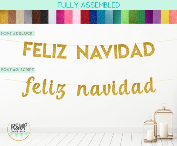 Feliz Navidad Banner, Spanish Merry Christmas Sign, Mexican Christmas ...