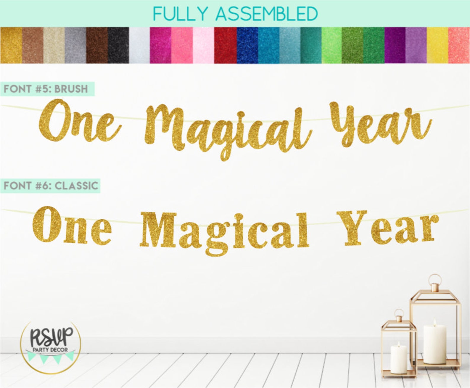 One Magical Year Banner, Magical 1st Birthday Party Decorations ...