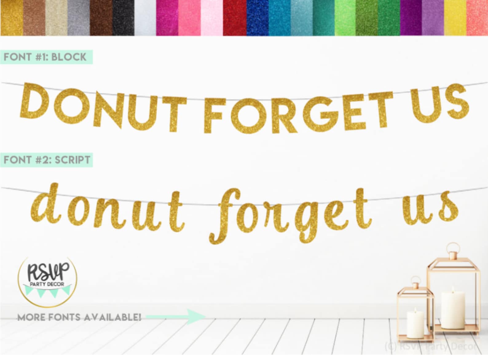 Donut Forget Us Banner, Glitter Donut Forget Us Sign, Donut Bar Banner ...