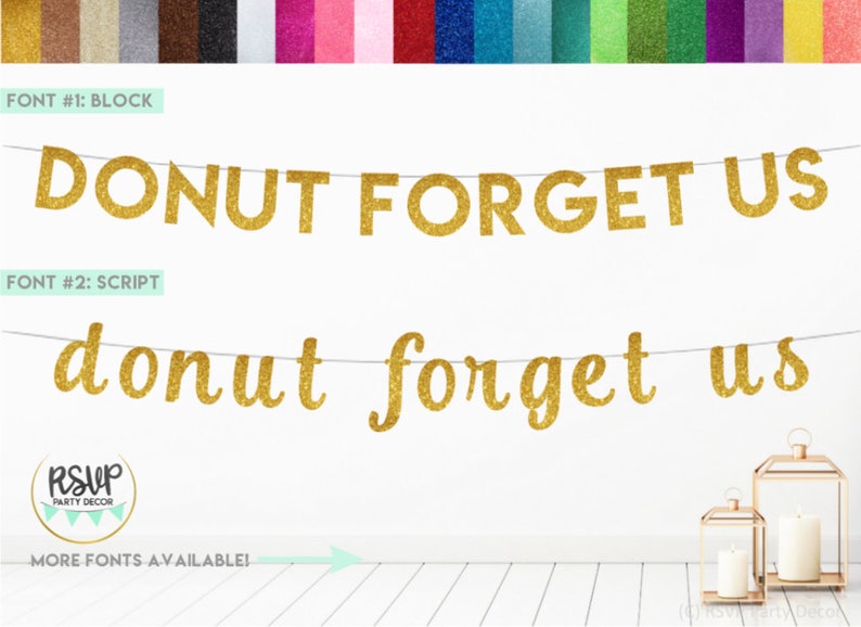 Donut Forget Us Banner, Glitter Donut Forget Us Sign, Donut Bar Banner ...