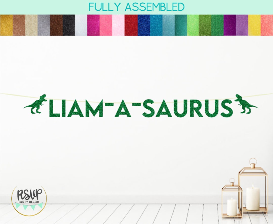 Custom Dinosaur Party Decorations, Personalized Dinosaur Banner, Name-a ...