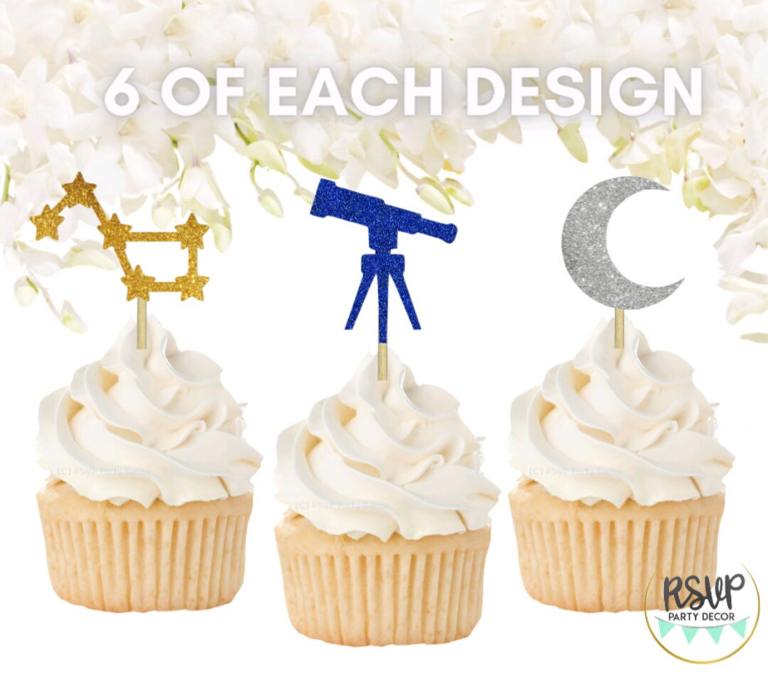 18 PCS Galaxy Cupcake Toppers, Space Birthday Party Decorations, Space ...