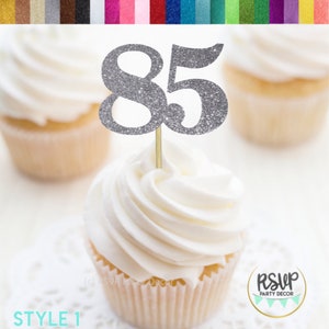 Number 85 Cupcake Toppers, Eighty Five Food Picks, 85th Birthday ...