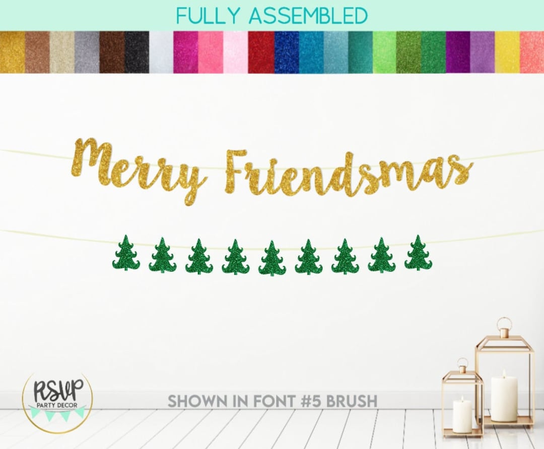 Merry Friendsmas Banner, Christmas Party Decorations, Holiday Birthday ...