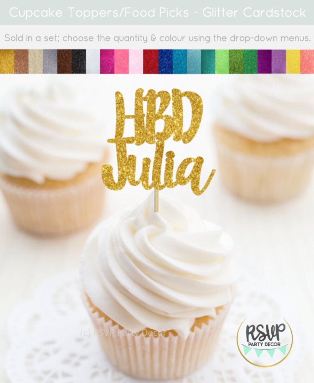 Custom HBD Cupcake Toppers, Personalized Birthday Cupcake Toppers ...