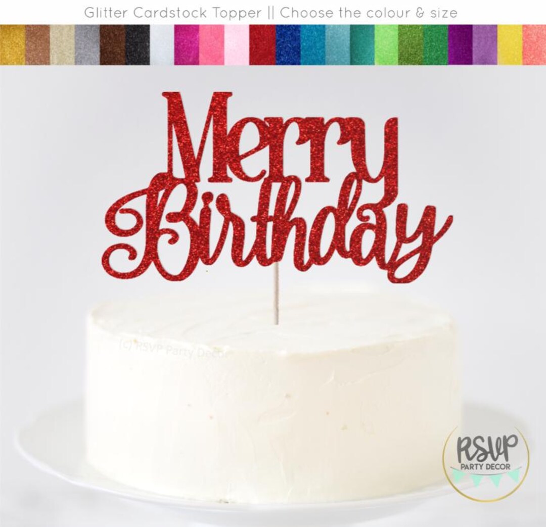 Merry Birthday Cake Topper, Christmas Birthday Cake Topper, Santa ...