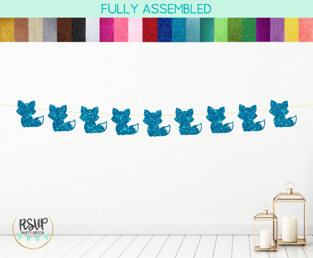 Fox Garland Glitter Fox Banner Woodland Birthday Party - Etsy