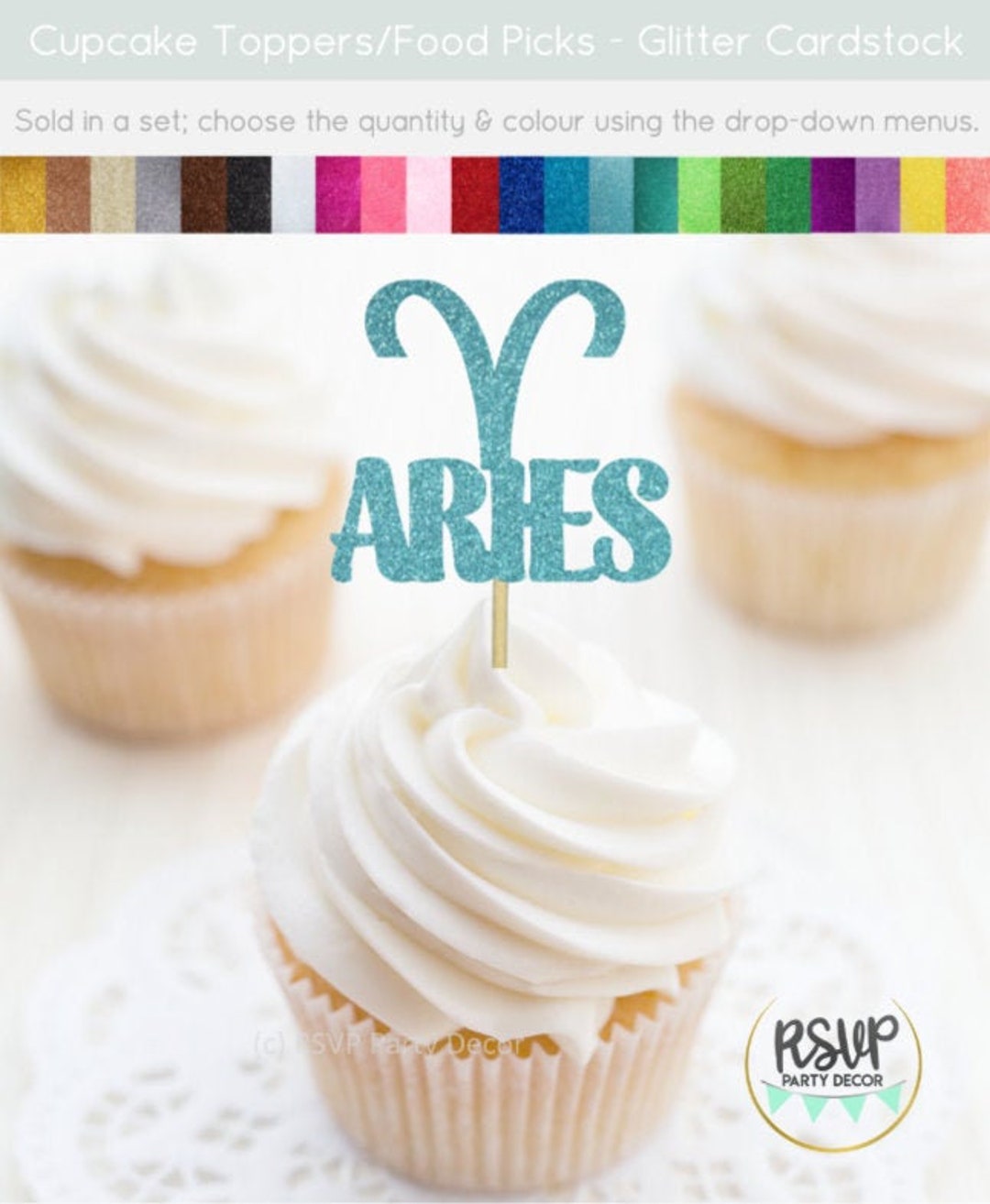 Aries Cupcake Toppers, Aries Birthday Party Decorations, Zodiac Party ...