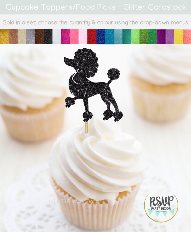 Poodle Cupcake Toppers, Dog Cupcake Toppers, Paris Themed Party ...
