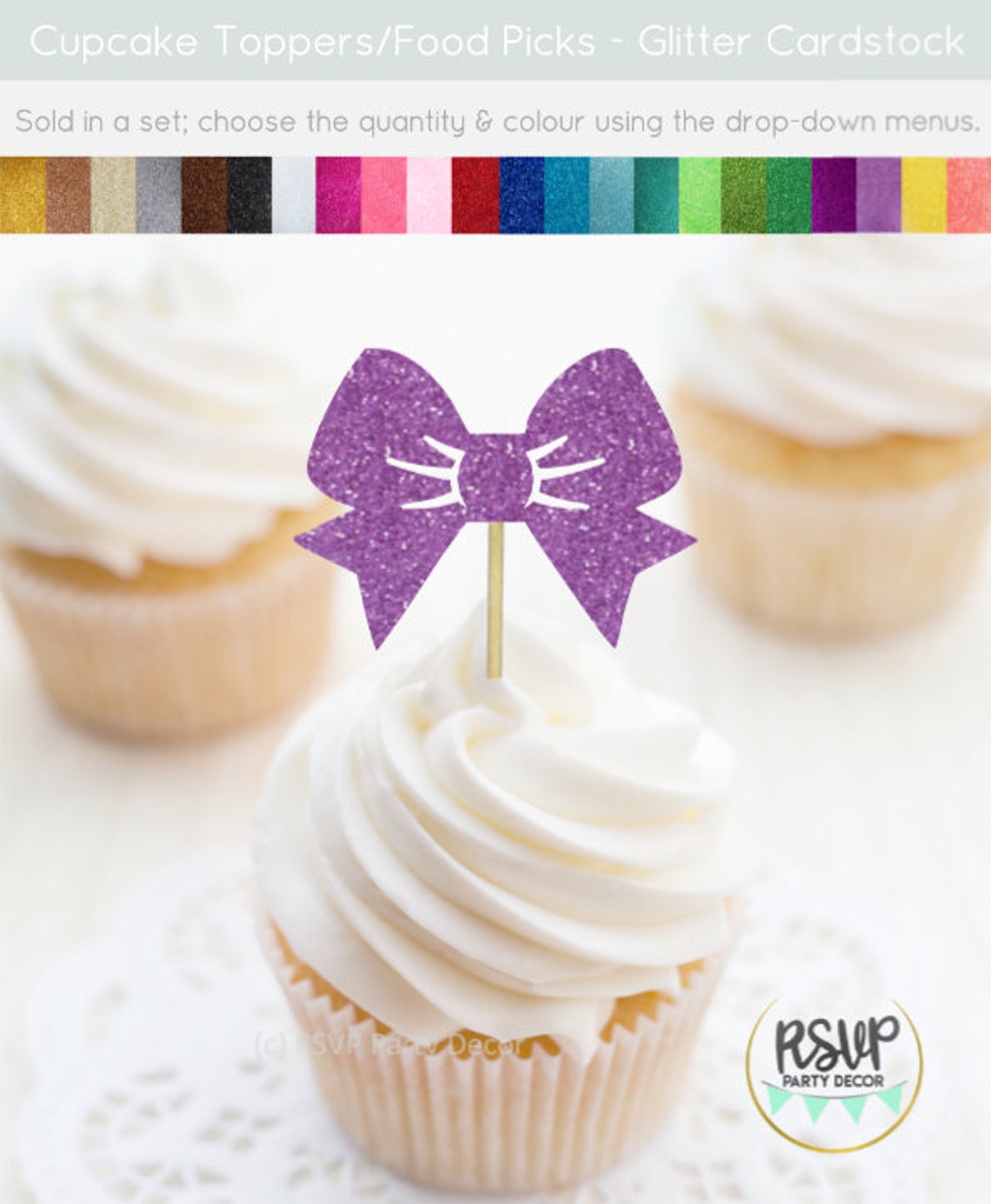 Bow Cupcake Toppers Girl Cupcake Toppers Girl Birthday | Etsy