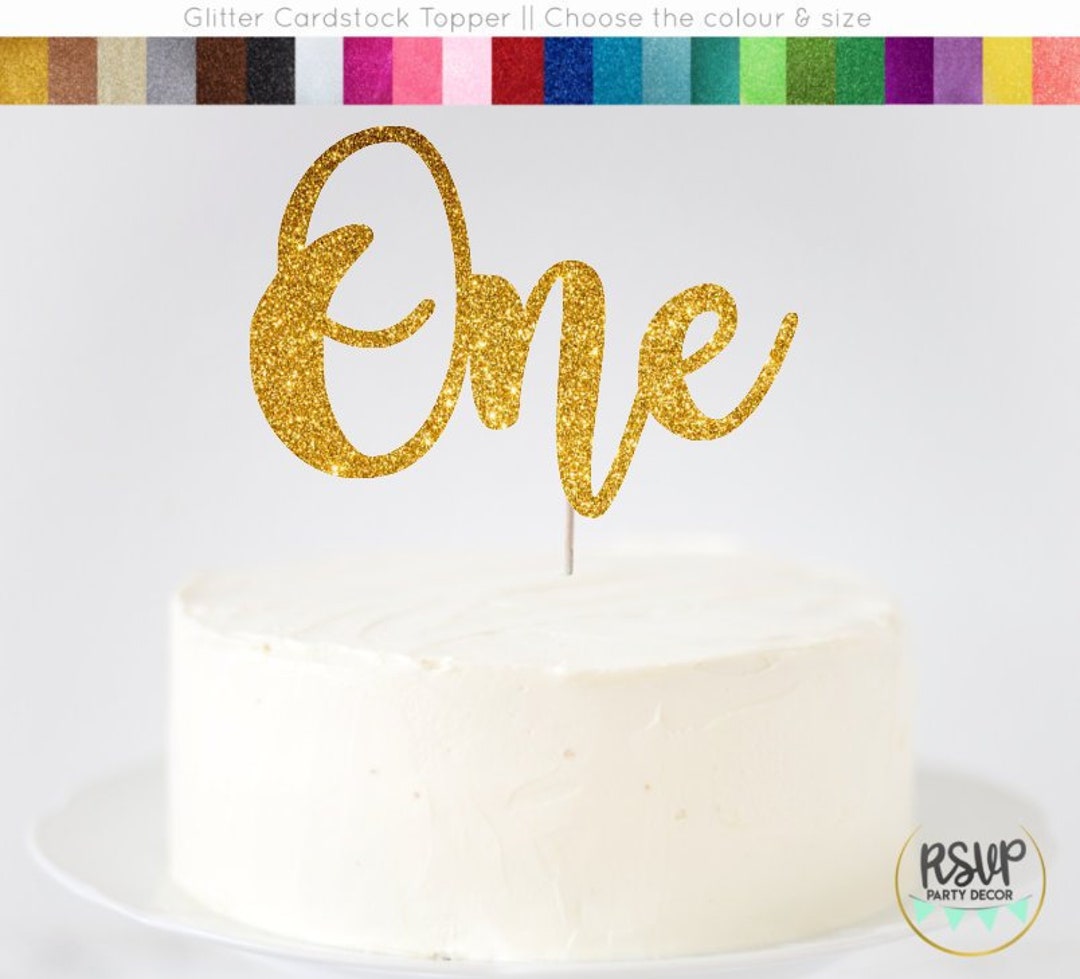 One Cake Topper, First Birthday Cake Topper, Glitter First Birthday ...
