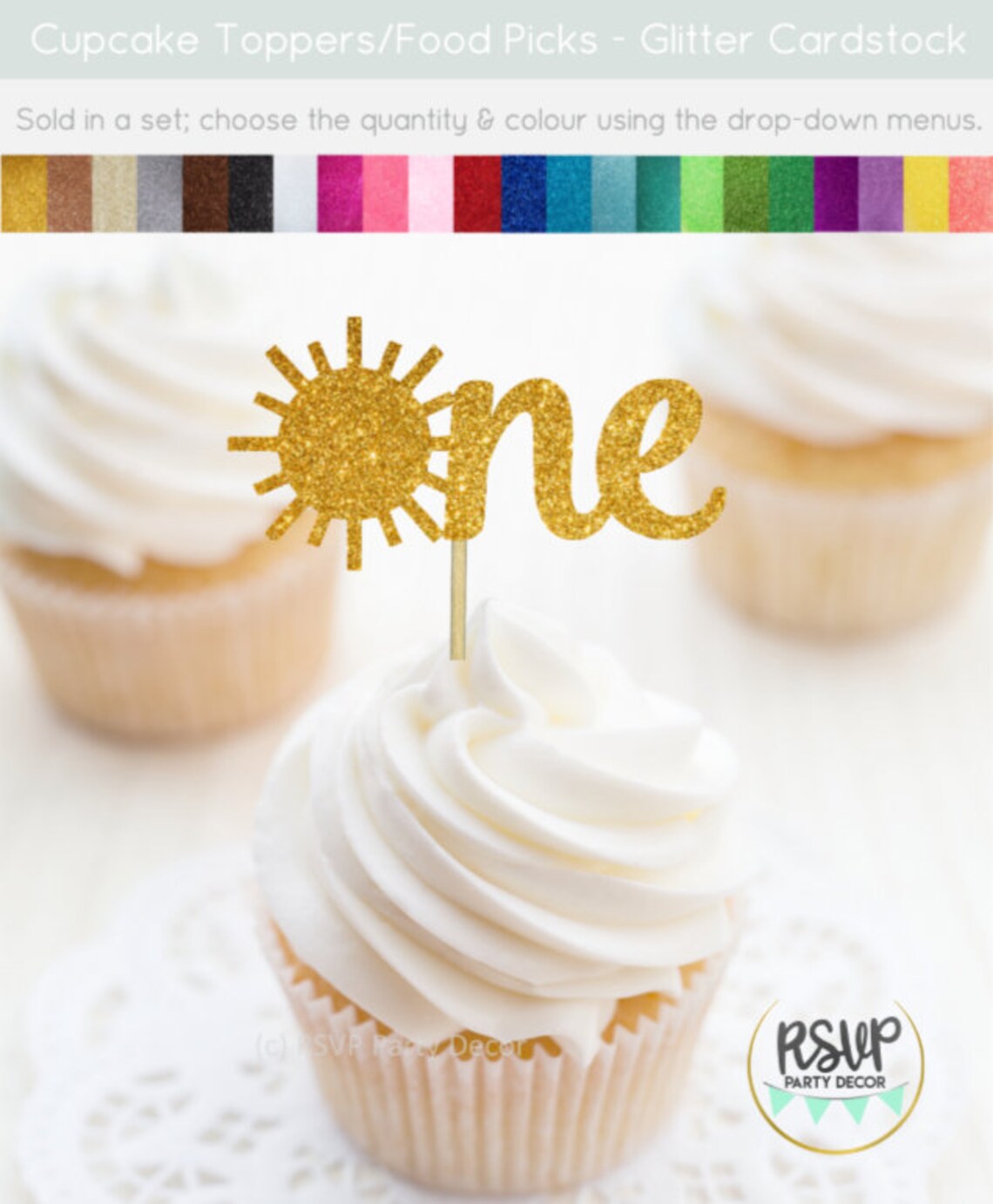 Sun One Cupcake Toppers Sunshine Party Decor Sun Food Picks | Etsy