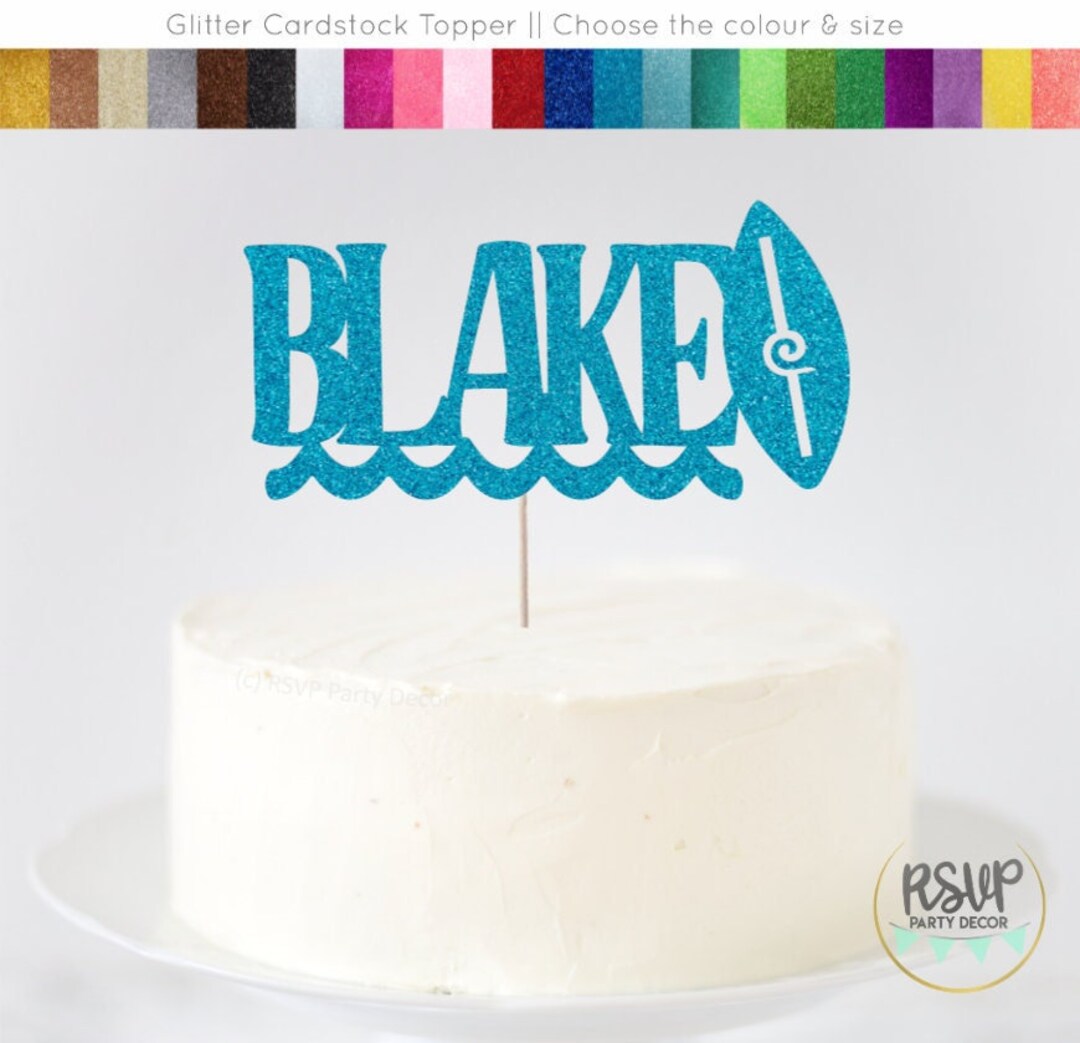 Custom Surfboard Cake Topper, Ocean Birthday Party Decorations, Under ...