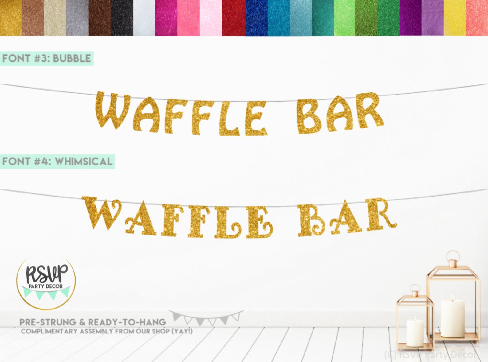 Waffle Bar Banner Glitter Waffle Bar Sign Waffle Station - Etsy