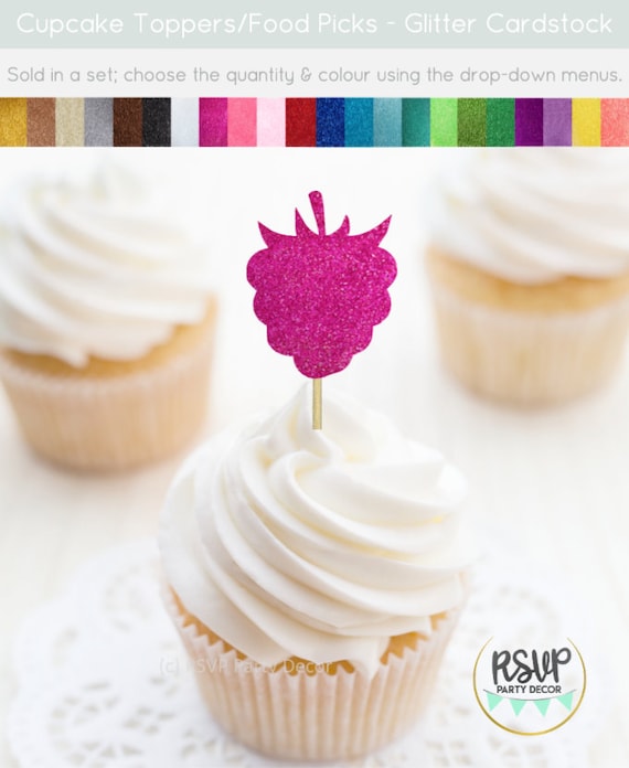 Raspberry Cupcake Toppers, Raspberry Party Decorations, Fruit Birthday ...