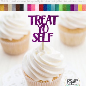 Treat Yo Self Cupcake Toppers, Birthday Cupcake Toppers, Candy Birthday ...