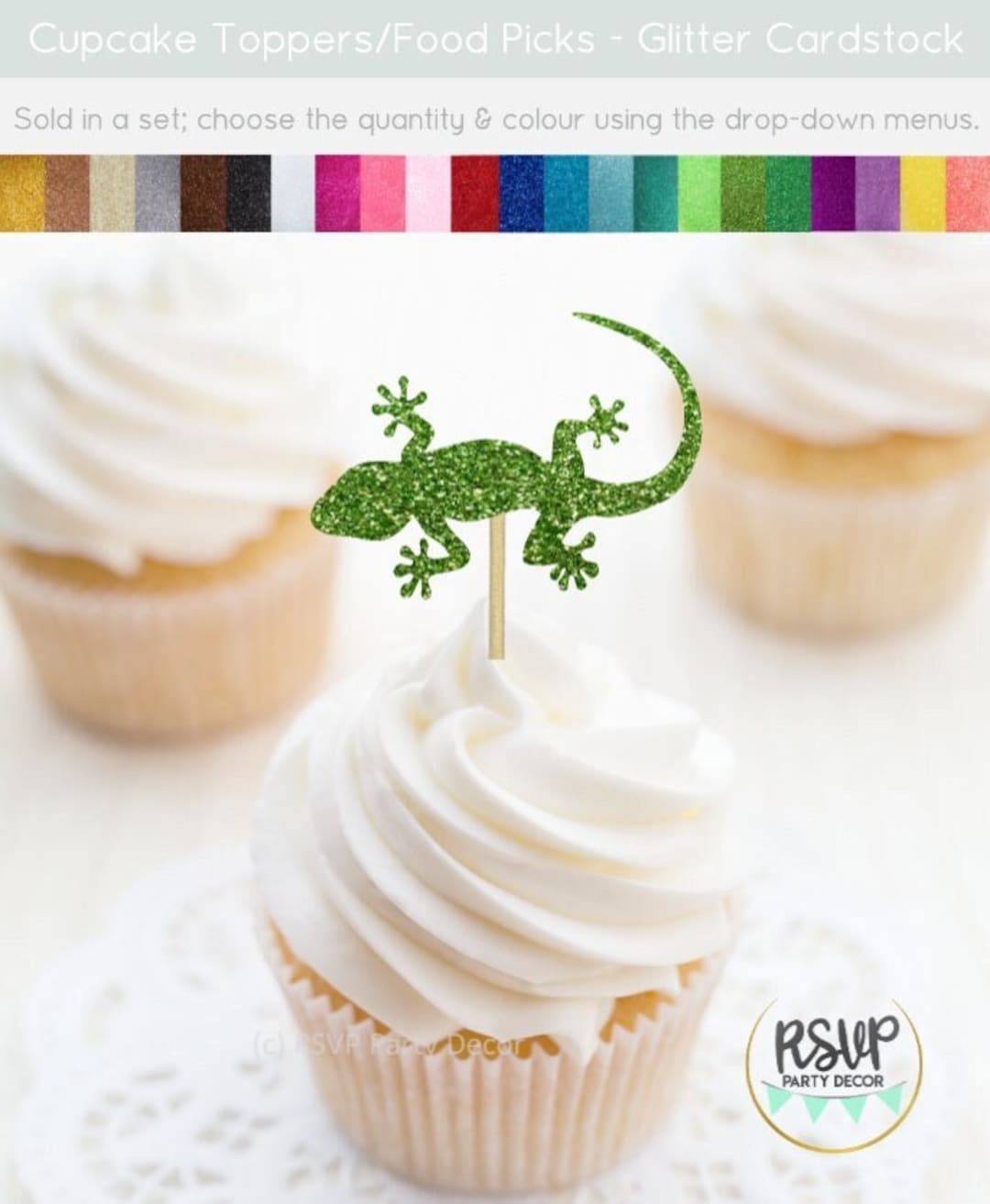 Lizard Cupcake Toppers, Reptile Themed Birthday Decorations, Gecko ...