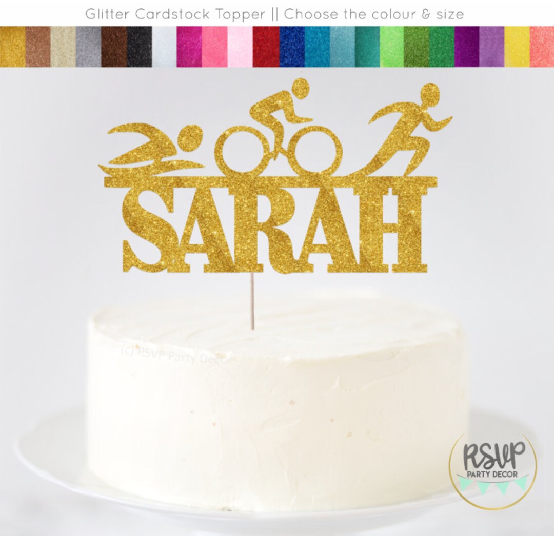 Custom Triathlon Cake Topper, Runner Birthday Party Decorations ...