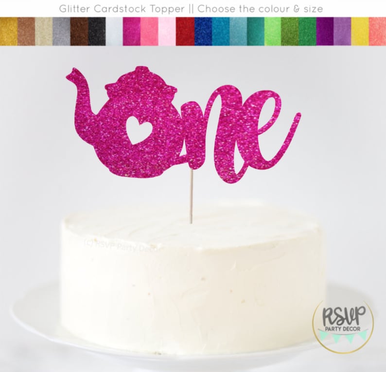Teapot One Cake Topper, Tea Party First Birthday Cake Topper, Garden ...