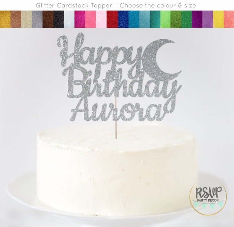 Custom Moon Happy Birthday Cake Topper, Galaxy Birthday Party ...