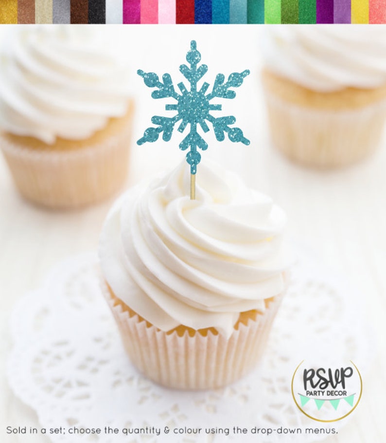 Snowflake Cupcake Toppers Winter Cupcake Toppers Snowflake - Etsy