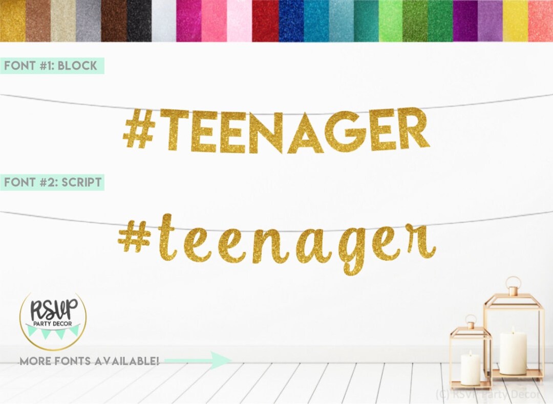 Hashtag Teenager Banner, #teenager Sign, 13th Birthday Party ...