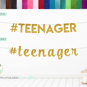 Hashtag Teenager Banner, #teenager Sign, 13th Birthday Party ...