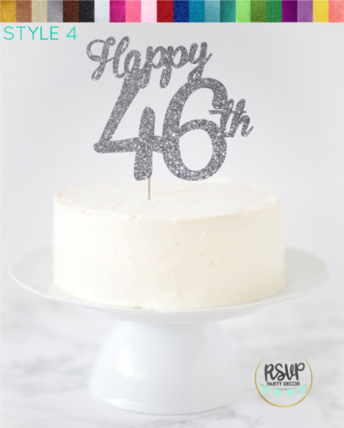 Forty Six Cake Topper, 46 Cake Topper, Fortysix Cake Topper, Forty-six ...