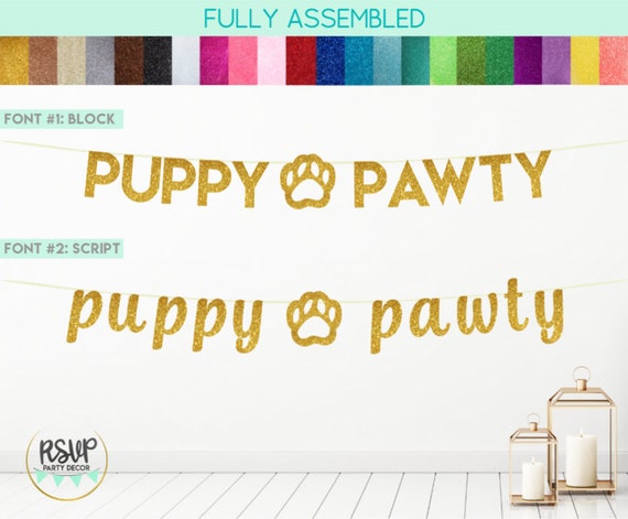 Puppy Pawty Banner, Dog Birthday Party Decor, Dog Birthday Banner ...