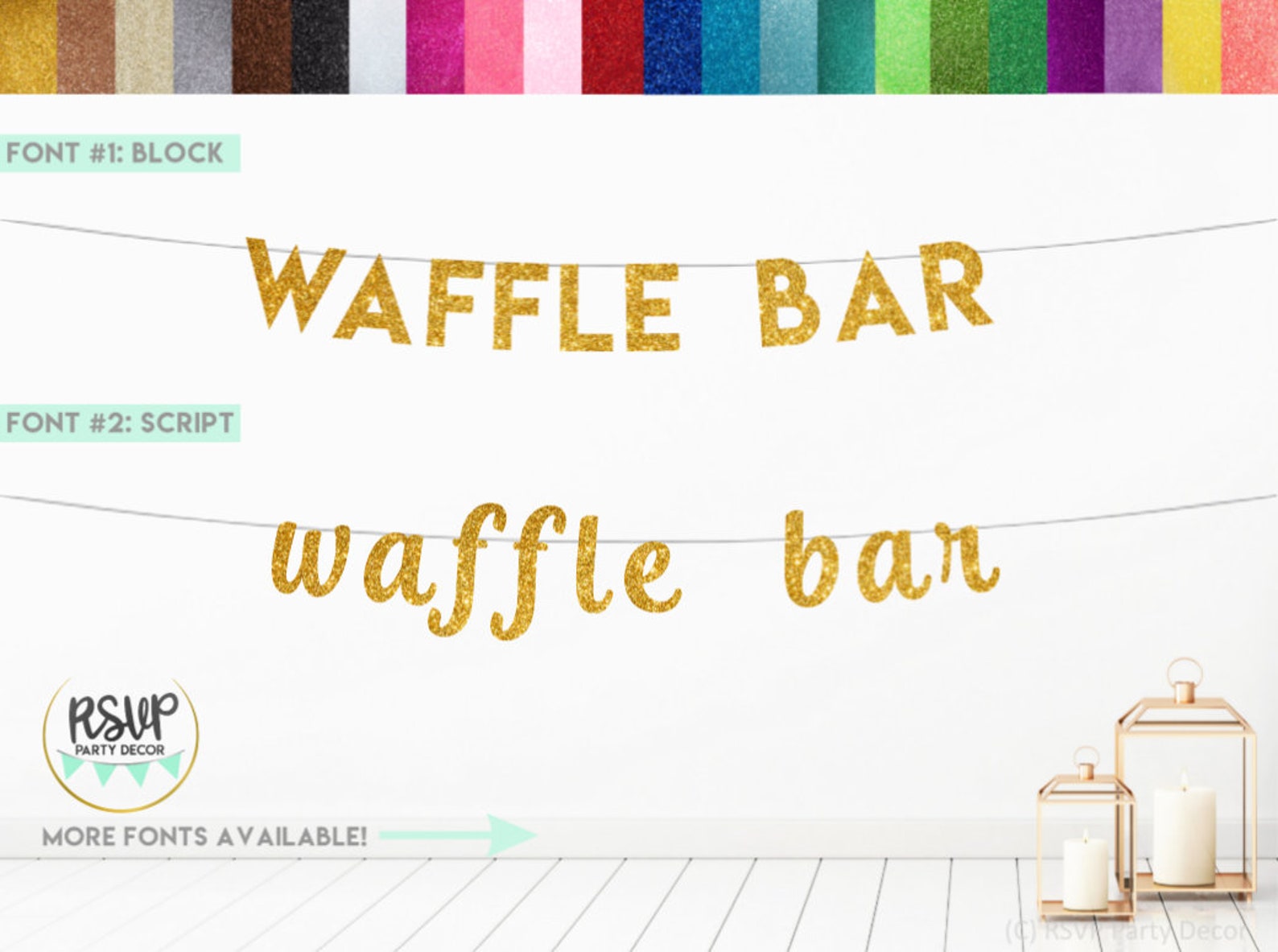 Waffle Bar Banner Glitter Waffle Bar Sign Waffle Station - Etsy