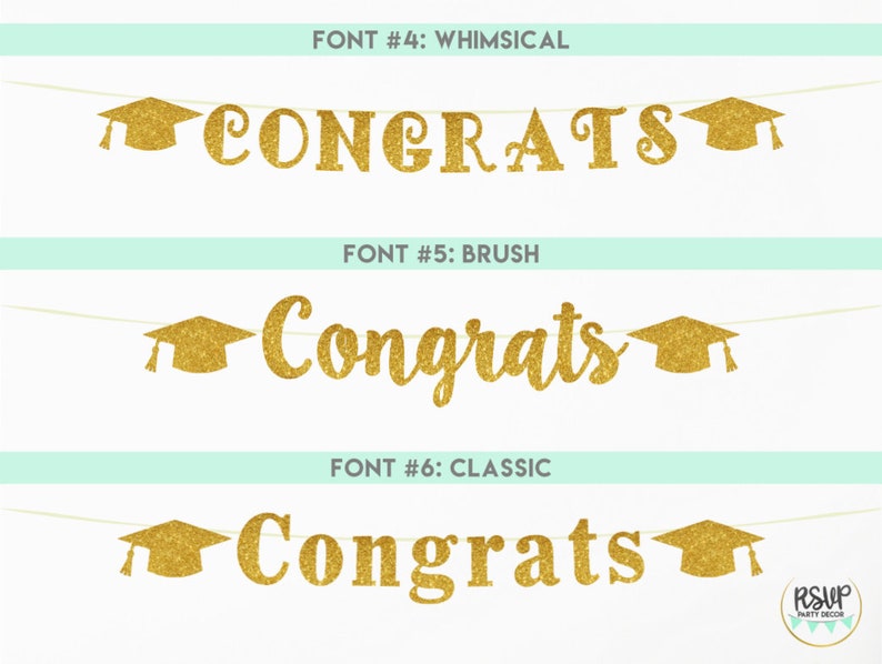 Graduation Congrats Banner Glitter Graduation Caps Sign Grad | Etsy