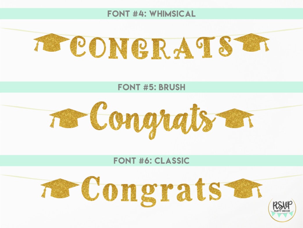 Graduation Congrats Banner Glitter Graduation Caps Sign Grad | Etsy
