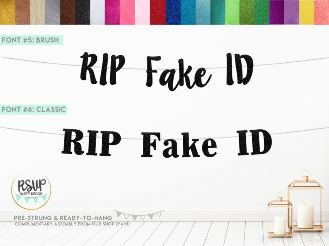 RIP Fake ID Banner Finally Legal Banner 21st Birthday Party | Etsy