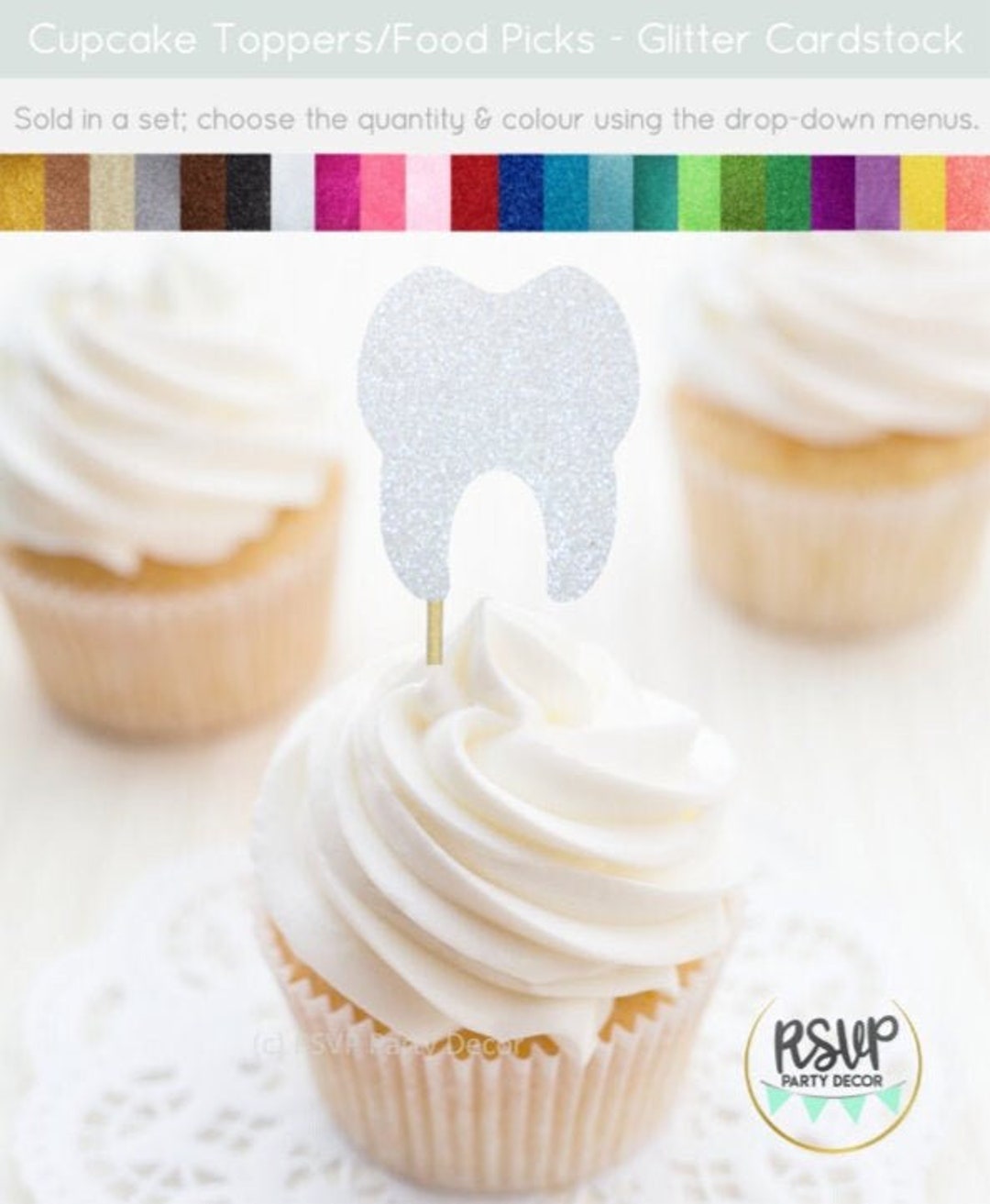 Tooth Cupcake Toppers, Dentist Cupcake Toppers, Dental Hygienist ...