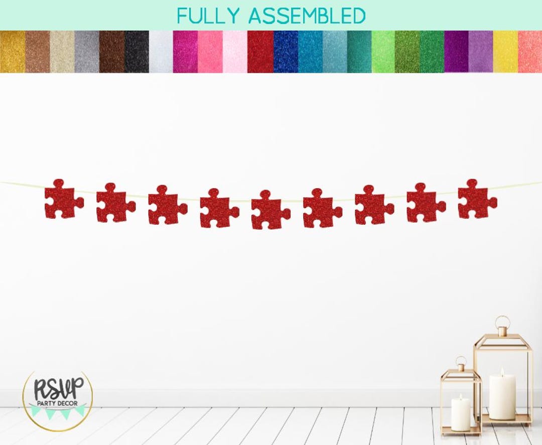 Puzzle Garland, Puzzle Birthday Party Decorations, Board Game Party ...