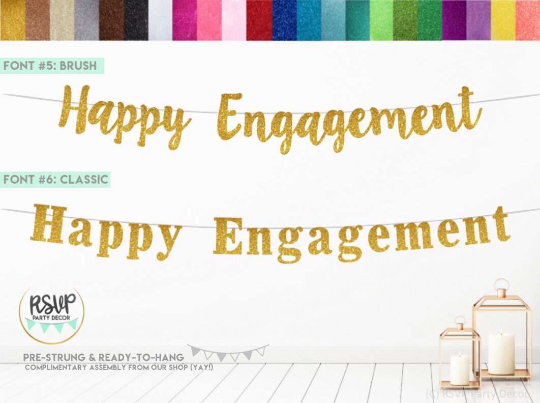 Happy Engagement Banner Glitter Engagement Bunting We're | Etsy
