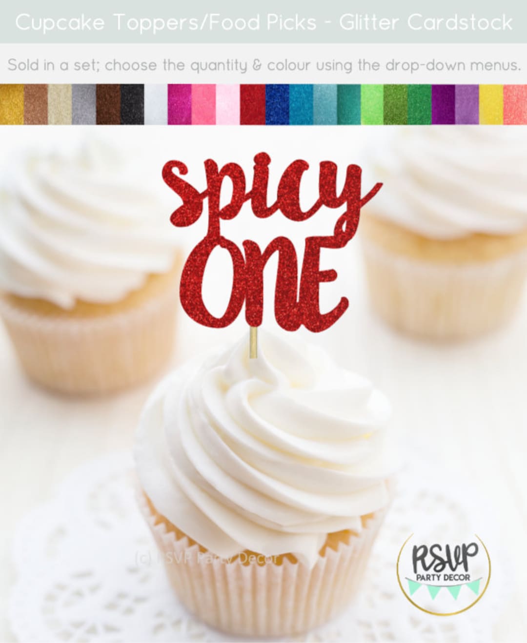 Spicy One Cupcake Toppers, First Fiesta Birthday Party Decor, Fiesta ...