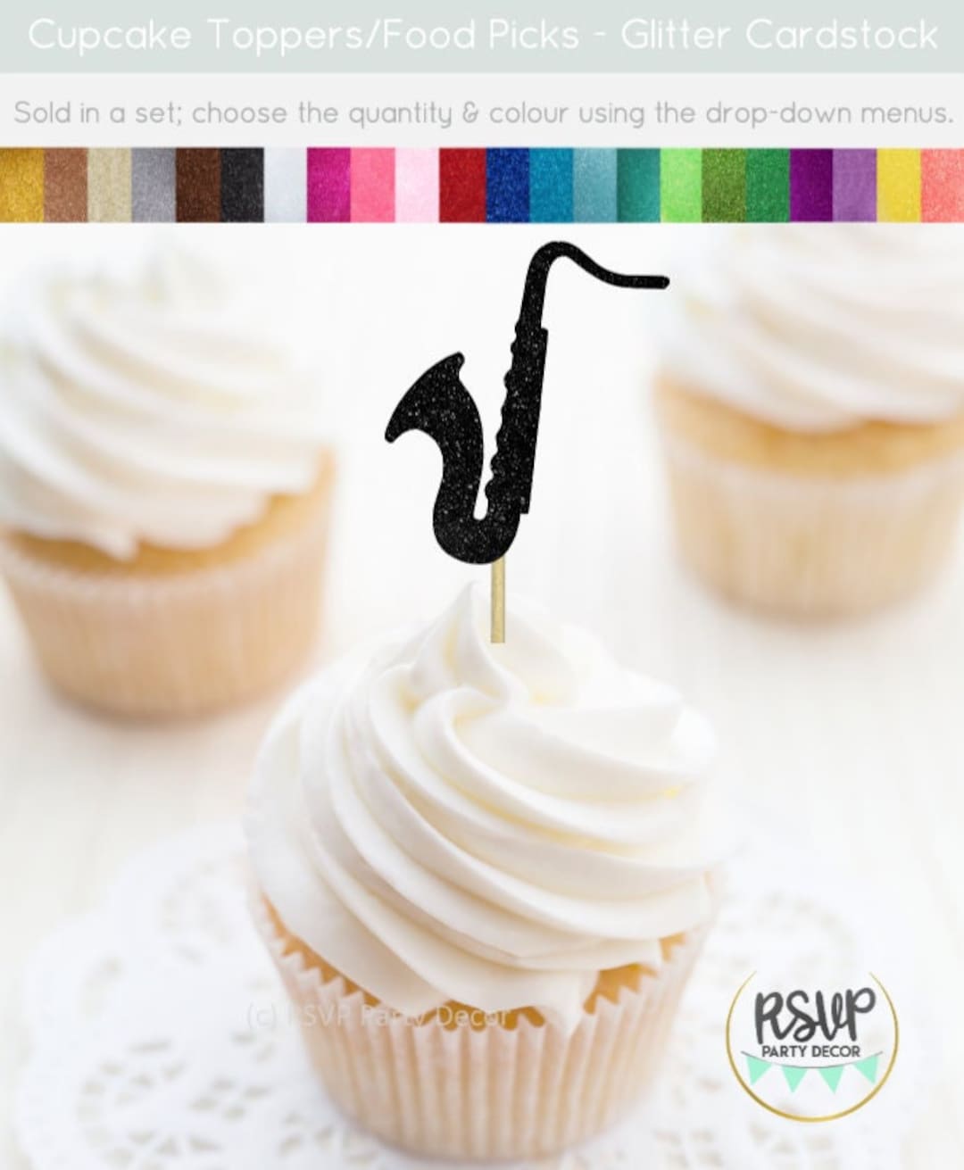 Saxophone Cupcake Toppers, Music Party Decorations, School Band Party ...