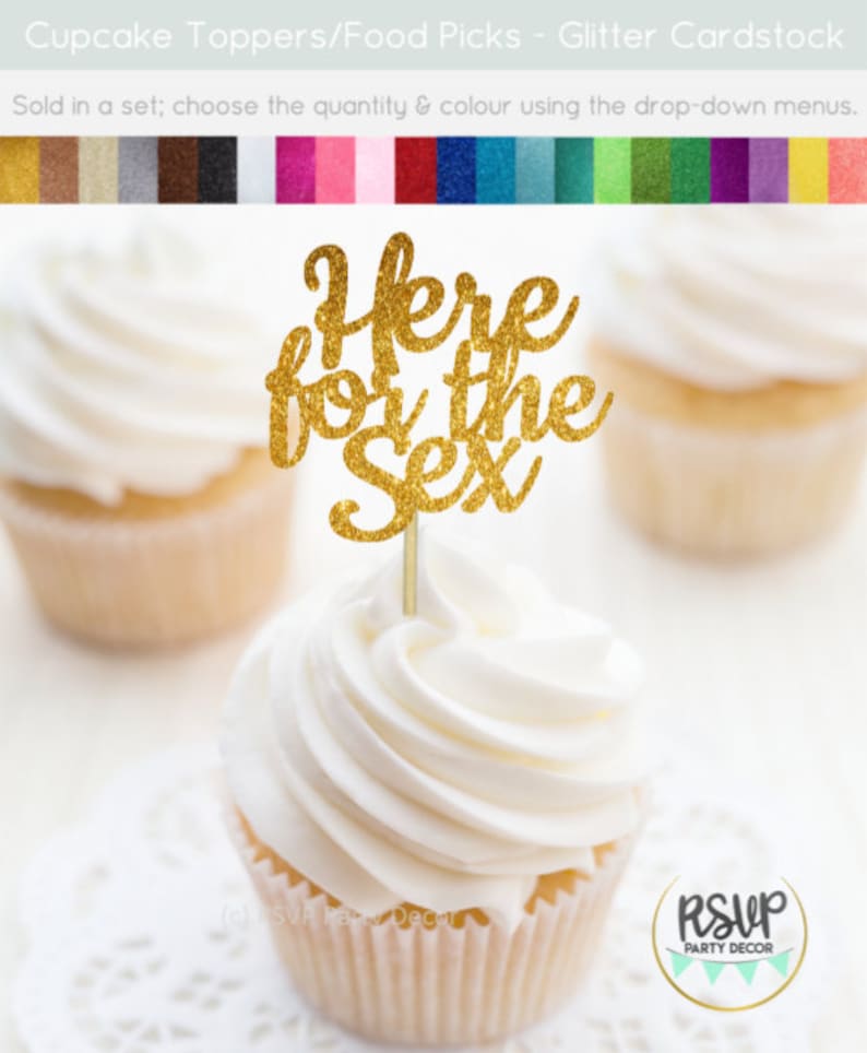 Here For The Sex Cupcake Toppers Gender Reveal Cupcake Etsy