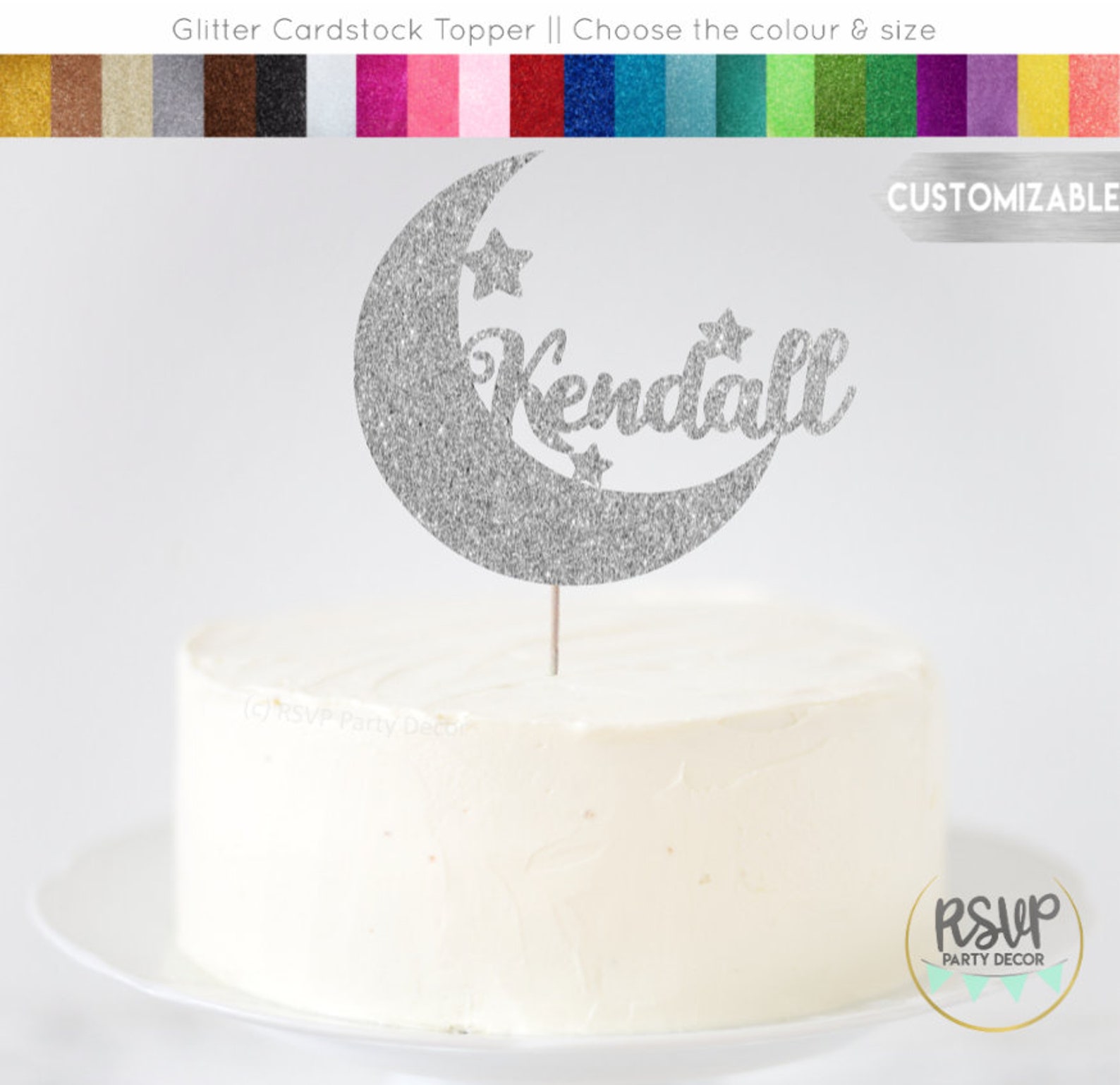 Custom Moon & Stars Cake Topper, Galaxy Party Decorations, Twinkle ...